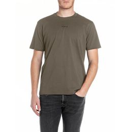 Replay T-Shirt mud green L L Kurzarmshirt in Regular Fit Passform für bequemen Alltagslook
