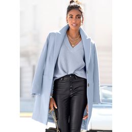 Lascana Kurzmantel im klassischen Design, Damenmantel, Blazermantel, casual-chic bleu 36 36 Mantel mit breitem Reverskragen