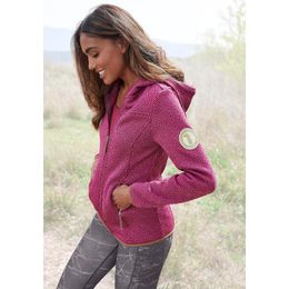 active by Lascana LASCANA ACTIVE Fleecejacke mit Kapuze Trekkingjacke mit Kapuze beere 32/34 32/34 Strickfleece Jacke mit Kapuze