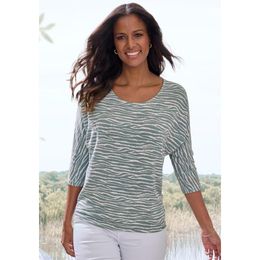Lascana Damen Lascana 3/4-Arm-Shirt &raquo;mit modischem Zebra-Muster&laquo; aus weichem Viskose-Strick blau 36/38