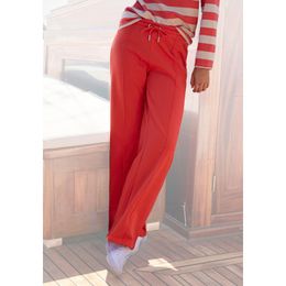 H.I.S. H.I.S Relaxhose im maritimen Stil, Loungeanzug rot 32/34 - N-Gr N-Gr 32/34 Weite Sweathose mit Biesen am Vorderbein