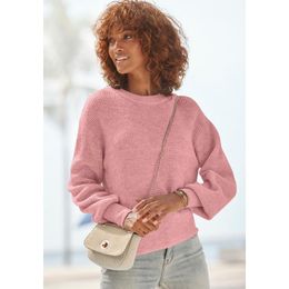Lascana Strickpullover in Melange-Optik, lockerer Damenpullover, Basic rosé meliert 32/34
