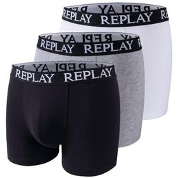 Replay Boxershorts »BOXER Style 01/C Basic Cuff Logo 3pcs Box« Packung, 3er-, mit Logoschriftzug am elastischen Bund schwarz-grau-weiß XXL XXL...