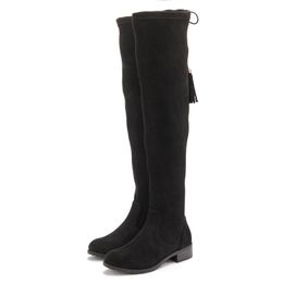 Lascana Overkneestiefel »Stiefel, Langschaftstiefel« mit elastischem Weitschaft und raffiniertem Flechtdetail schwarz 37 37 Anschmiegsames...