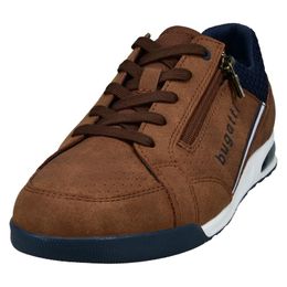 Bugatti Sneaker, Schnürschuh, Halbschuh, Freizeitschuh mit Kontrastbesätzen cognac 44 44 Sportiver Bugatti Sneaker mit praktischem Reißverschluss