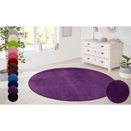 Hanse Home Teppich &raquo;Shashi&laquo; rund 8,5 mm H&ouml;he Kurzflor, Unifarben, Teppich, Weich, Esszimmer, Kinderzimmer, Flur lila Kunstfaser