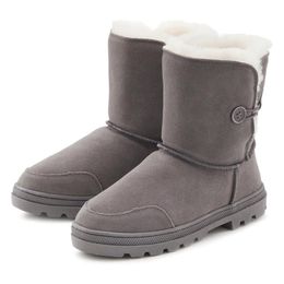 Lascana Winterstiefel aus kuscheligem Lammfell, robuste Sohle, Winterstiefelette, Snowboots grau 38 38 Winterboots aus hochwertigem Leder gefertigt