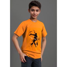 Kidsworld Jungen Kidsworld T-Shirt &raquo;FOOTBALL&laquo;, cooler Fu&szlig;baller-Print orange 140/146