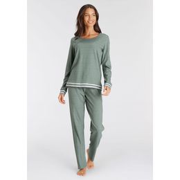 Vivance Dreams Pyjama 2 tlg., mit gestreiften Bündchen khaki geringelt 32/34 32/34 Pyjama in Melange-Optik