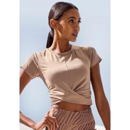 active by Lascana LASCANA ACTIVE T-Shirt Sportshirt in Wickeloptik braun XS (32/34) XS (32/34) Performance T-Shirt in Wickeloptik