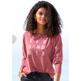 ELBSAND Damen Longsleeve &raquo;Ingrun&laquo; mit Logodruck vorne, Langarmshirt aus Baumwoll-Mix, sportlich-casual lila L (40)