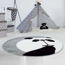 Carpet City Kinderteppich &raquo;Bueno Kids 1389&laquo; rund 13 mm H&ouml;he Spielteppich, Panda-B&auml;r, 3D-Effekt, Weicher Flor, Pflegeleicht grau Obermaterial: 100%...