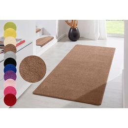Hanse Home Teppich &raquo;Fancy&laquo; rechteckig 7 mm H&ouml;he Kurzflor, L&auml;ufer, uni, gekettelt, Wohnzimmer, Schlafzimmer, Esszimmer braun Obermaterial: 100%...