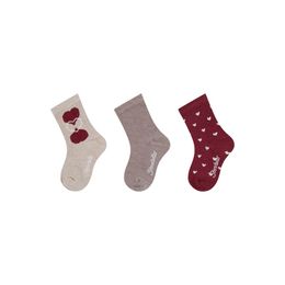 Sterntaler Socken M&auml;dchen Gr&ouml;&szlig;e 18 beigemeliert / grau / karminrot