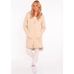Zwillingsherz Damen Jerseymantel &raquo;"Wild Strong Free"&laquo; mit Kapuze, Taschen, Front und Backmotiv Wild Strong Free beige XL