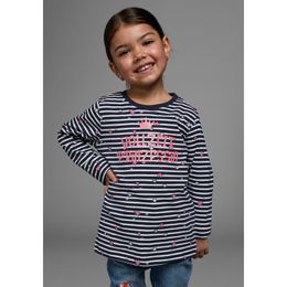 Kidsworld Langarmshirt »Vollzeit Prinzessin« Langarm, Basic-Passform, mit Sternmuster, Rundhalsausschnitt marine-weiß-gestreift 140/146 140/146...