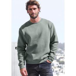 John Devin Herren Sweatshirt, Langarm, Pullover mit Struktur, Rundhals, Baumwollmischung gr&uuml;n S (44/46)
