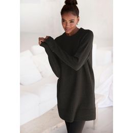 Lascana Longpullover in lässiger Form aus supersofter Qualität, Kuschelpulli, Pulloverkleid schwarz 36/38