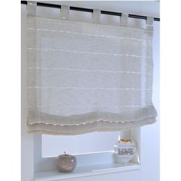 Kutti Raffrollo &raquo;Sina&laquo; mit Schlaufen freih&auml;ngend f&uuml;r Gardinenstangen Natur Landhaus beige, natur Obermaterial: 100% Polyester 140 cm
