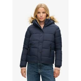 Superdry Steppjacke »FAUX FUR SHORT HOOD PUFFER« mit Kapuze Eclipse Navy L L Moderne Pufferjacke von Superdry