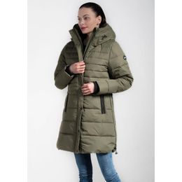 Polarino Wintermantel Warm wattiert. Obermaterial wasserabweisend und winddicht. khaki 44 44 Warm wattierter Steppmantel mit Kapuze