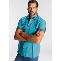 MAN'S WORLD Man's World Damen Kurzarmhemd mit Print blau 5XL (51/52), N-Gr