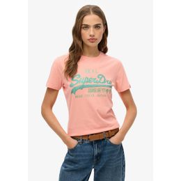 Superdry Kurzarmshirt »VL RHINESTONE SLIM TEE« Peach Amber XS XS Cooles Shirt von Superdry