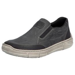 Rieker Slipper, Slip-on Sneaker, Halbschuh, Schlupfschuh mit beidseitigem Gummizug grau-schwarz 45 45 Klassischer Slipper mit gepolstertem Schaftrand