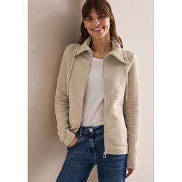 Cecil Sweatjacke mit Stehkragen pearl beige M (40) M (40) Two-Tone Ottoman Jacke von Cecil