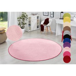 Hanse Home Teppich &raquo;Fancy&laquo; rund 7 mm H&ouml;he Kurzflor, Weich, Einfarbig, Wohnzimmer, Schlafzimmer, Esszimmer rosa Kunstfaser