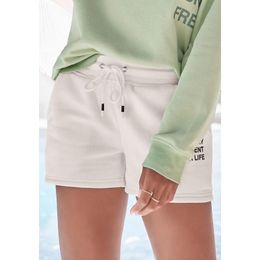 Buffalo Sweatshorts mit Statement Druck, Loungewear weiß 36/38 - N-Gr N-Gr 36/38 Sweatshorts in Washout-Optik