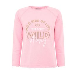 Zwillingsherz Damen Sweatshirt &raquo;"Wild Side Of Life"&laquo;, mit Used-Look Kanten und farbiger Stickerei pink SM (S/M)