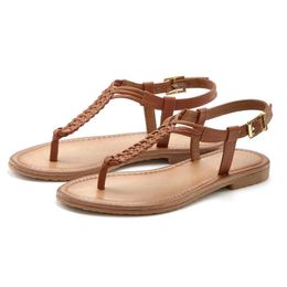 Vivance Zehentrenner Sandalette, Sommerschuh, Sandale aus Leder mit Flecht-Optik cognac 39 39 Sommersandale aus hochwertigem Leder gefertigt