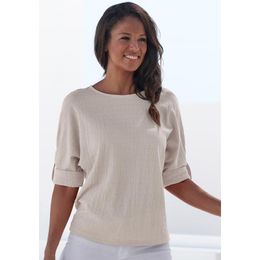 Vivance Damen 2-in-1-Shirt &raquo;zum Krempeln&laquo; aus b&uuml;gelfreier Cr&ecirc;pe-Qualit&auml;t beige 32/34