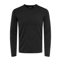 Only & Sons ONLY & SONS Rundhalspullover »OS WASH CREW KNIT CS« Black M M Mit ausgewaschenen Kanten