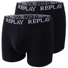 Replay Boxershorts »BOXER Style 01/C Basic Cuff Logo 2pcs Box« Packung, 2er-, mit Logoschriftzug am elastischen Bund schwarz S S Replay 2er-Pack...