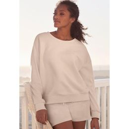 s.Oliver Sweatshirt aus Ripp-Qualität mit überschnittenen Schultern, Loungewear creme 40/42 40/42 Sweatshirt aus Rippe