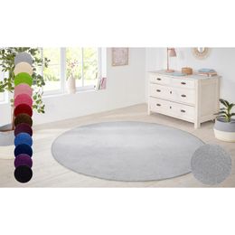 Hanse Home Teppich &raquo;Shashi&laquo; rund 8,5 mm H&ouml;he Kurzflor, Unifarben, Teppich, Weich, Esszimmer, Kinderzimmer, Flur silber Kunstfaser