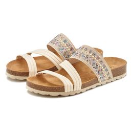 Lascana Pantolette »Mule, Sandale, offener Schuh, Sommerschuh, « mit Komfortkorkfußbett aus Leder und elastischen Riemen beige 40 40 Mit...