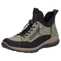 Rieker Slip-On Sneaker, Schlupfschuh, Freizeitschuh mit Schnellverschluss khaki-schwarz 39 39 Outdoorschuh mit dehnbarem Einstieg - zum Schlupfen