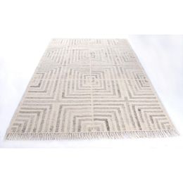 Tom Tailor HOME Teppich »Square Kelim« rechteckig 5 mm Höhe handgewebt, mit Fransen, Boho-Style natur Obermaterial: 80% Wolle, 20% Baumwolle B : 65...