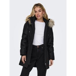 Only Parka »ONLIRIS FUR WINTER PARKA LIFE CC OTW« mit Kapuze mit verdeckter Knopfleiste Black Detail:NATURE FUR L L Praktischer Parka von Only