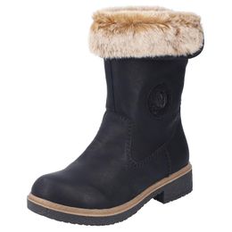 Rieker Winterstiefelette, Winterboots, Warmfutter, Blockabsatz, mit Innenreißverschluss schwarz 42 42 Stiefelette mit umschlagbarem Fellimitat-Kragen