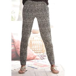 s.Oliver Strandhose mit Blumendruck und Taschen, leichte Jerseyhose schwarz-creme-bedruckt 38 - N-Gr N-Gr 38 Leichte Stoffhose mit Allover-Druck