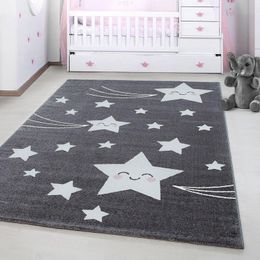 Ayyildiz Teppiche Kinderteppich »Kids 610« rechteckig 12 mm Höhe auch in rund, Motiv Sterne, Kurzflor grau Obermaterial: 100% Polypropylen B : 120...