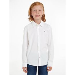 Tommy Hilfiger Langarmhemd &raquo;SOLID STRETCH POPLIN SHIRT L/S&laquo; f&uuml;r Jungen wei&szlig; 12/152 - N-Gr N-Gr 12/152 Hemd von Tommy Hilfiger f&uuml;r Jungen