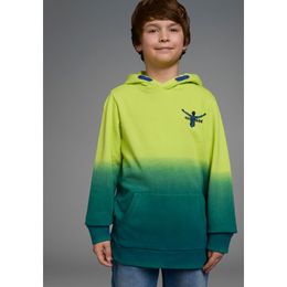 Chiemsee Kapuzensweatshirt »LITTLE RAINBOW« Langarm, bedruckt, Rundhalsausschnitt, aus 100% Baumwolle gelb-royalblau 128/134 128/134 Langarm-Design...