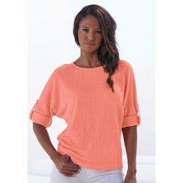 Vivance Damen 2-in-1-Shirt &raquo;zum Krempeln&laquo; aus b&uuml;gelfreier Cr&ecirc;pe-Qualit&auml;t orange 32/34