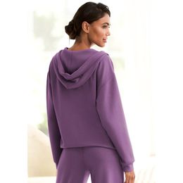 French Connection Damen Hoodie, mit V-Ausschnitt und breitem Kragen, Loungewear lila 36/38