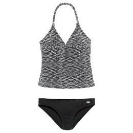 Venice Beach Tankini verstellbare Träger, unifarbene Hose schwarz-weiß 122/128 - N-Gr N-Gr 122/128 In moderner Melange-Optik